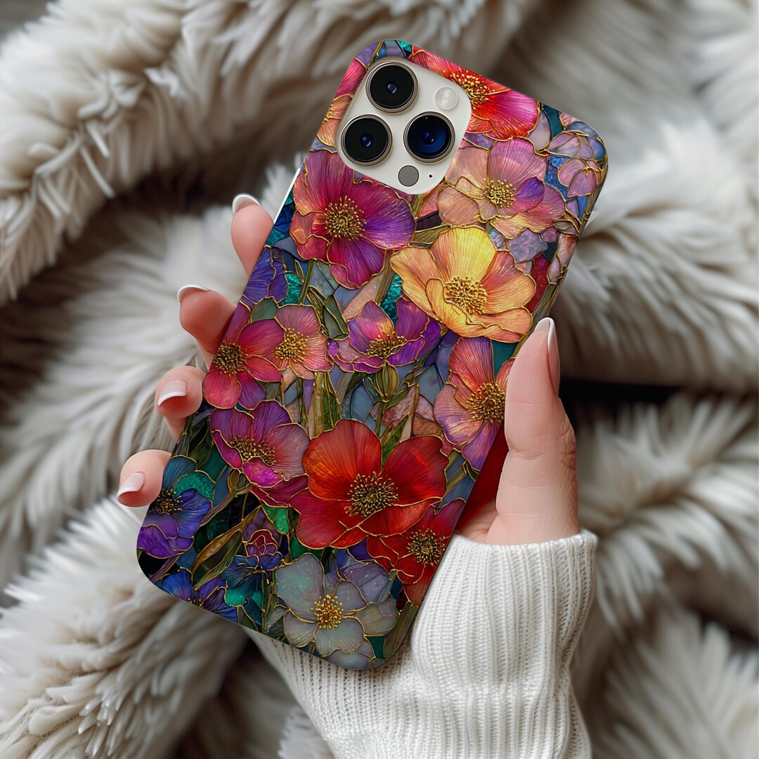 Wildflower Mosaic Stained Glass Effect Phone Case Artful Trendy Girly ...