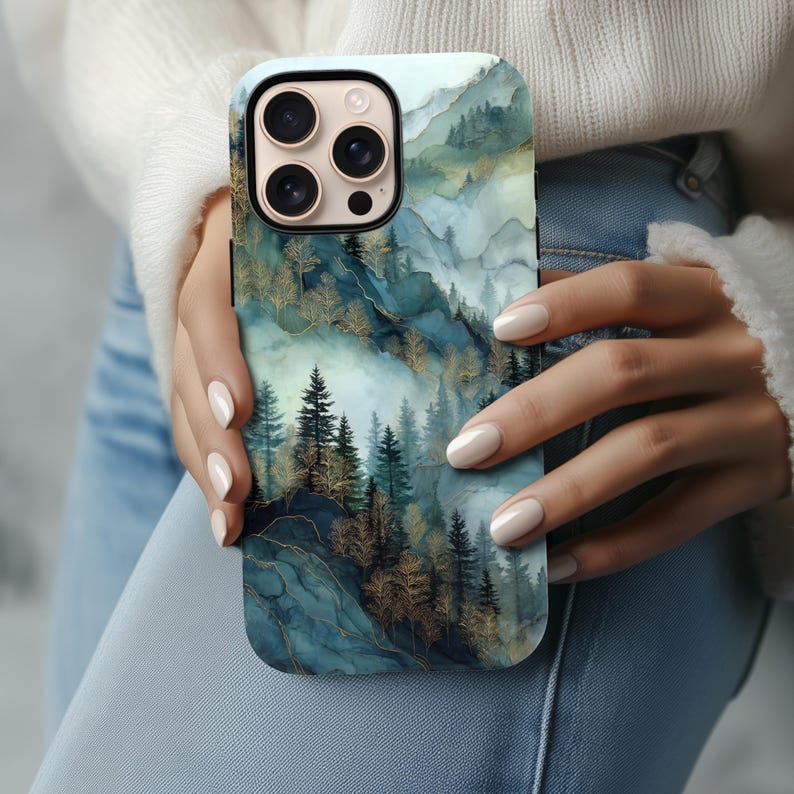 Pine Trees Phone Case Artful Snowy Forest Phone Case Nature Aesthetic ...