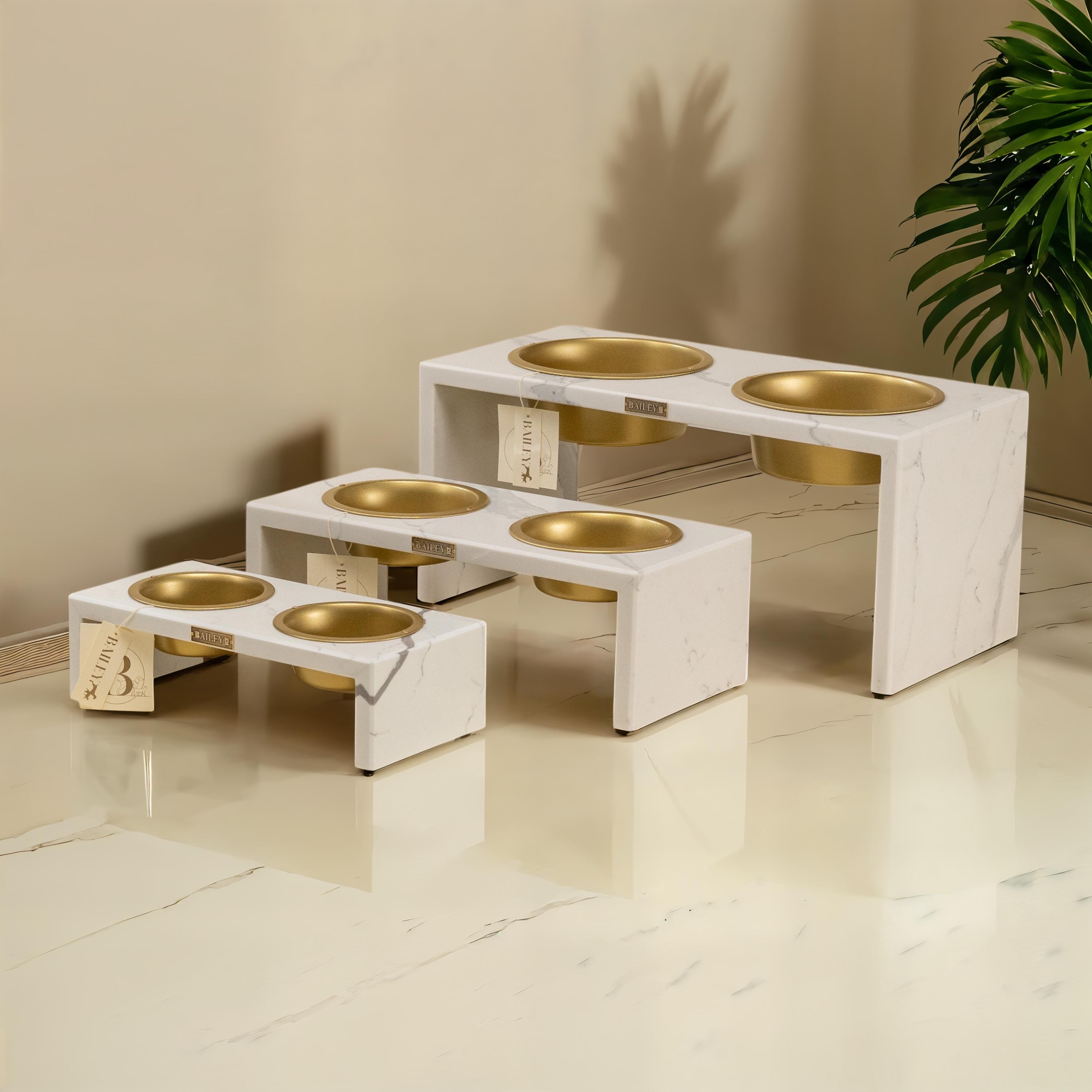 Black Quartz Stand, Stand for Pet Bowls, Elevated Pet Bowls, Modern Dog ...