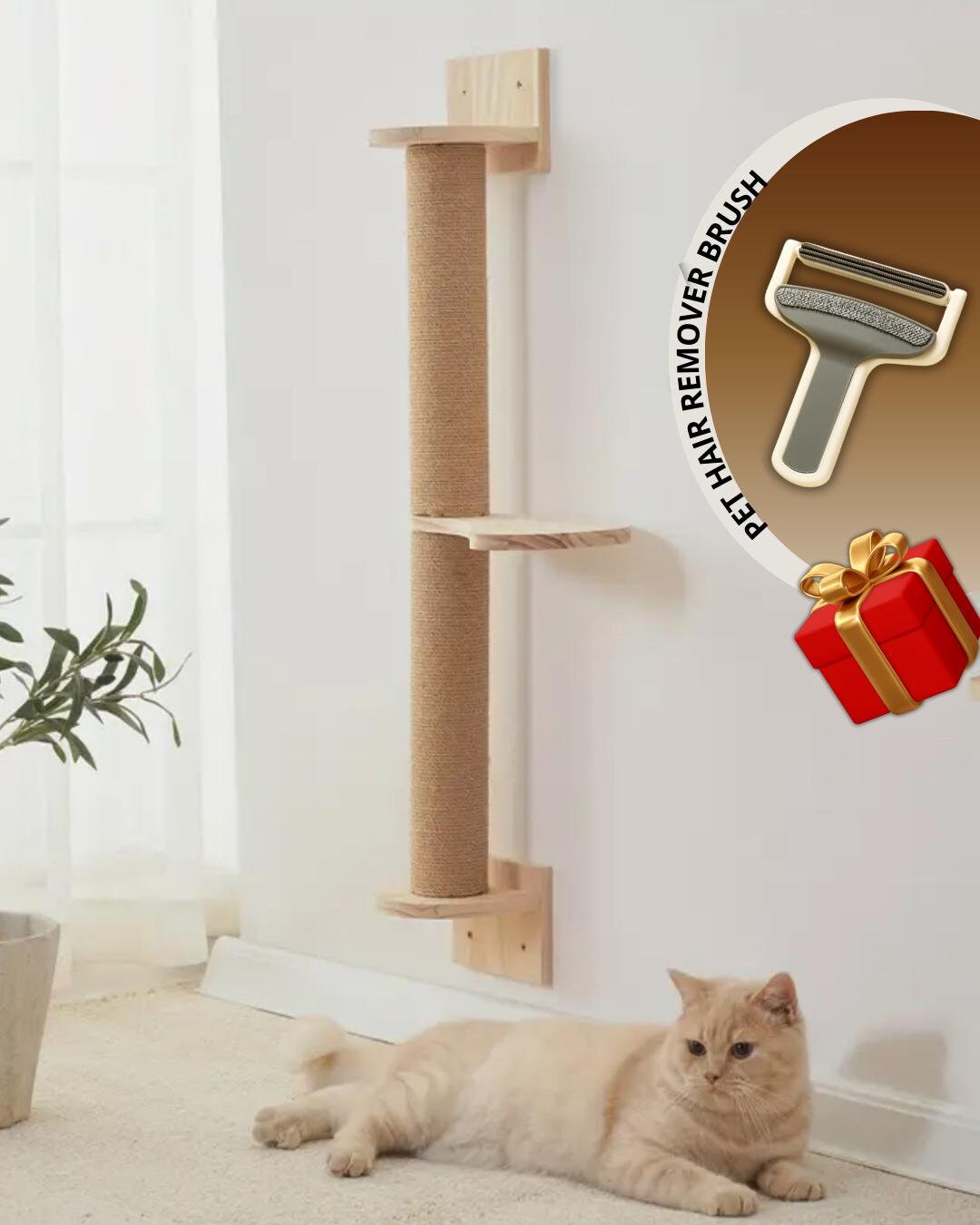 Wall Scratching Post for Cats With Shelves, Wall Cat Scratcher, Wall ...
