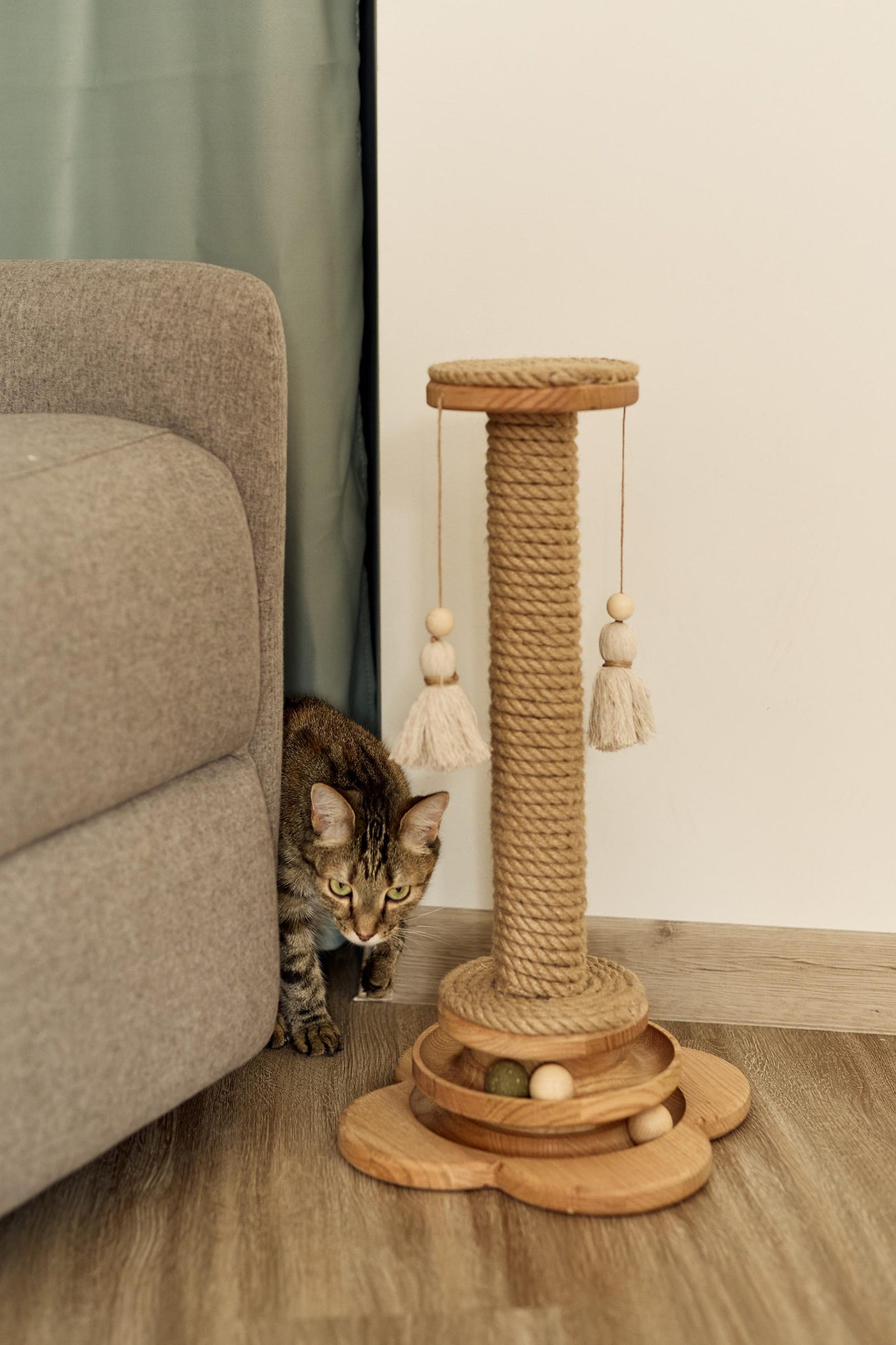 Wooden Scratching Post for Cat, Scratching Post, Cat Scratching Pole ...