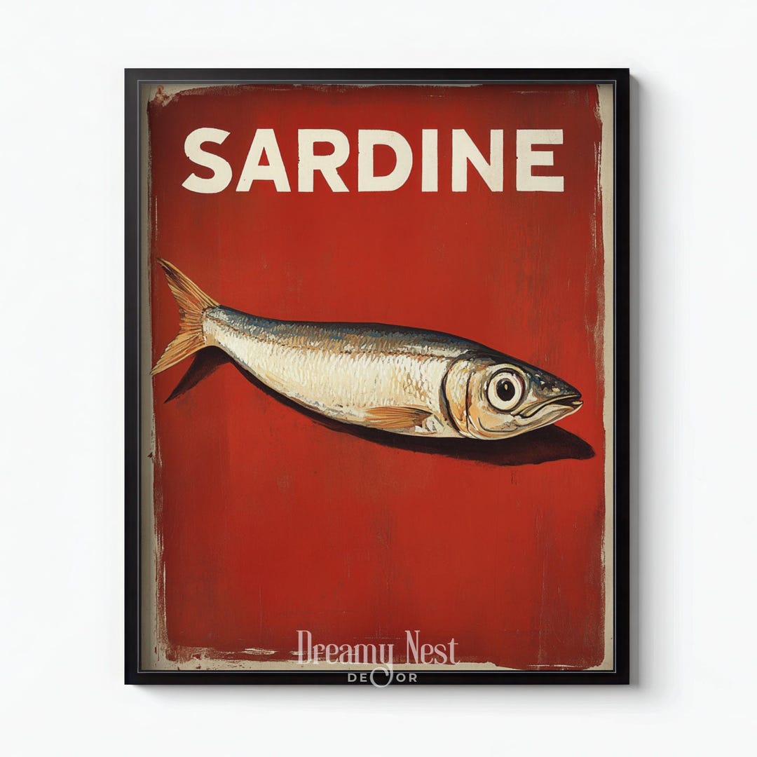 Sardine Print Retro Kitchen Art Print Sardine Coastal Print Sardines ...