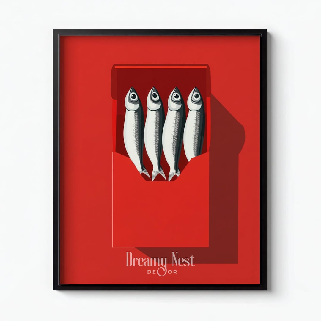 Sardine Print Retro Kitchen Art Print Sardine Coastal Print Sardines ...