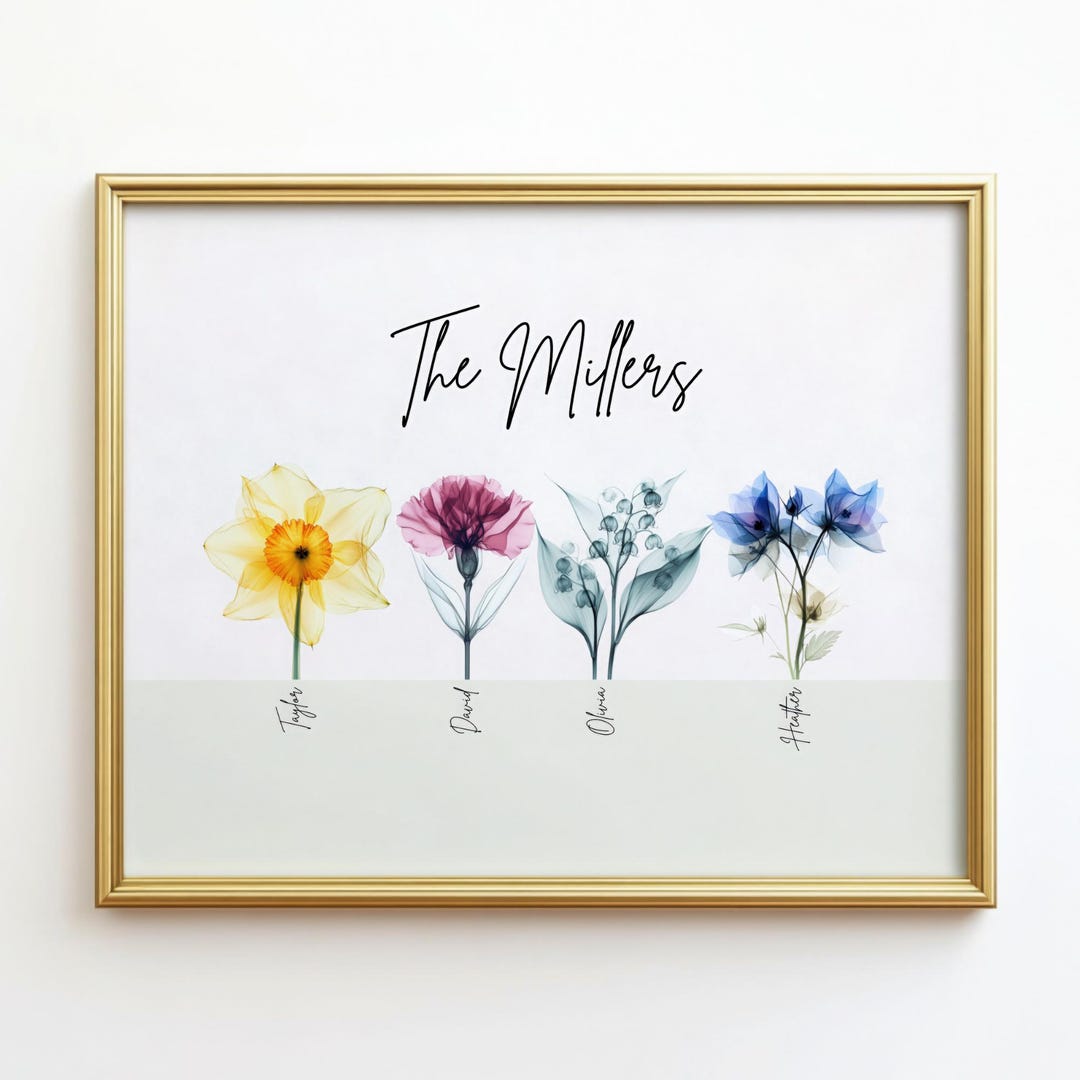 Personalized Birth Flower Bouquet, Custom Birth Flower Print, Birth ...