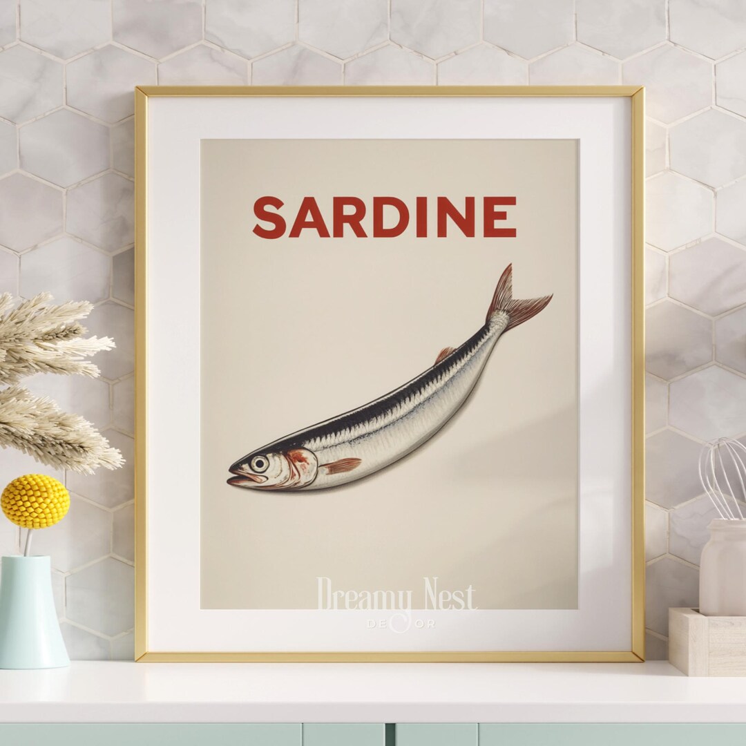 Sardine Print Retro Kitchen Art Print Sardine Coastal Print Sardines ...