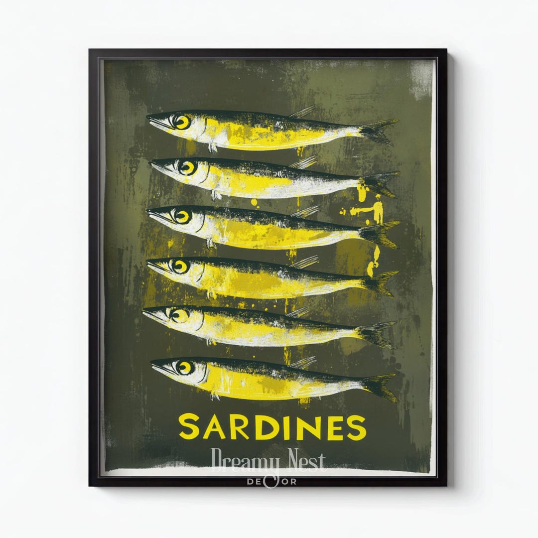 Sardine Print Retro Kitchen Art Print Sardine Coastal Print Sardines ...