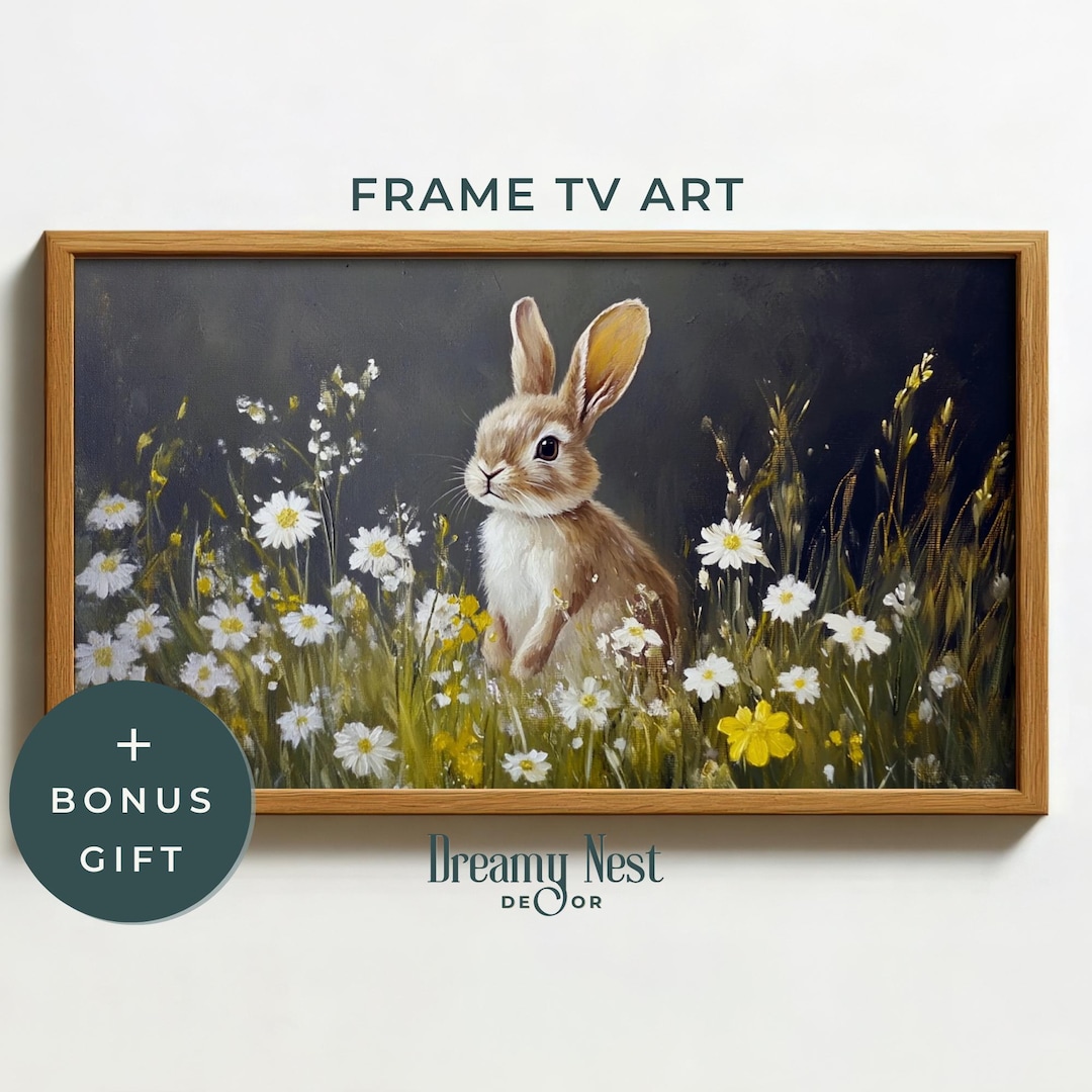 Easter Bunny Rabbit Frame TV Art Spring Dark Moody Bunny Samsung Frame ...