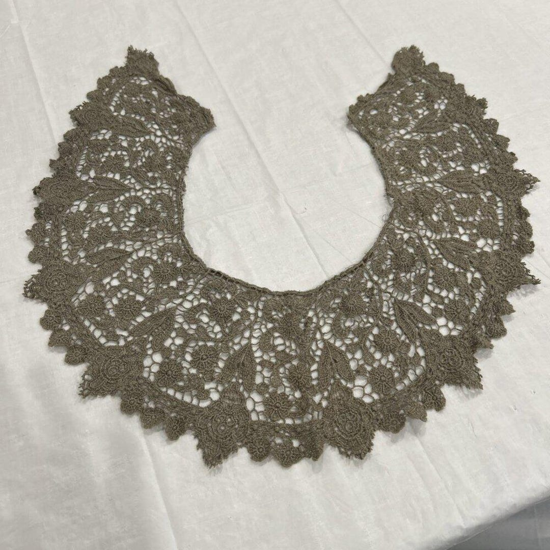 Vintage Antique Green 5" Lace Collar Floral Hearts Handmade - Etsy
