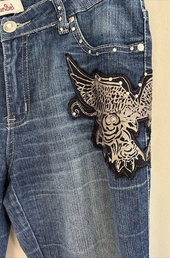 Vintage Paris Angel Jeans 90s Y2K Embroidered Bling G… - Gem