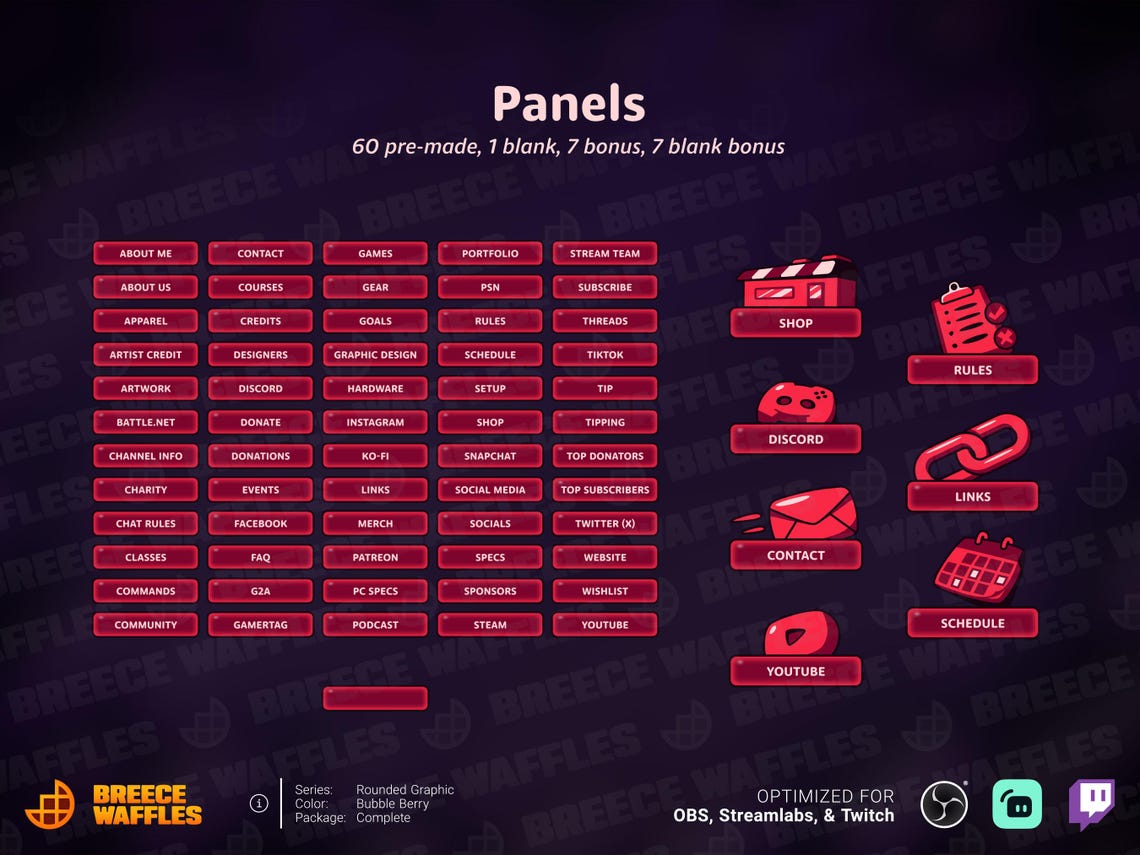 Complete Pack - Stream Package for TWITCH - Rounded Graphic - Screens ...