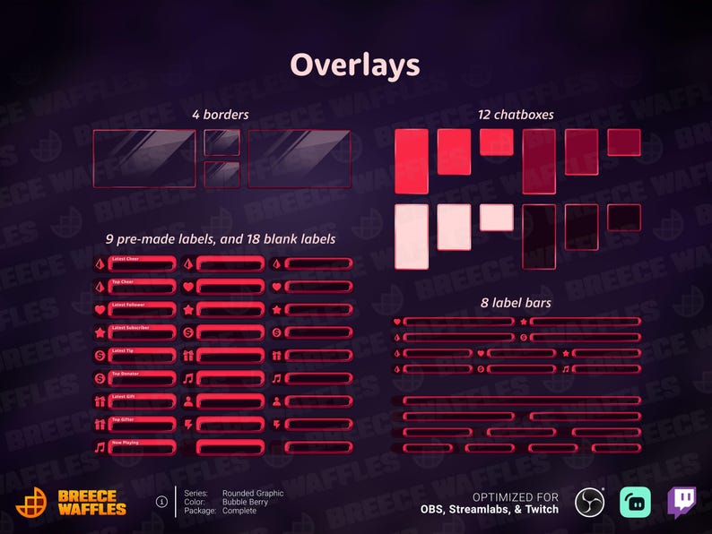 Complete Pack - Stream Package for TWITCH - Rounded Graphic - Screens ...