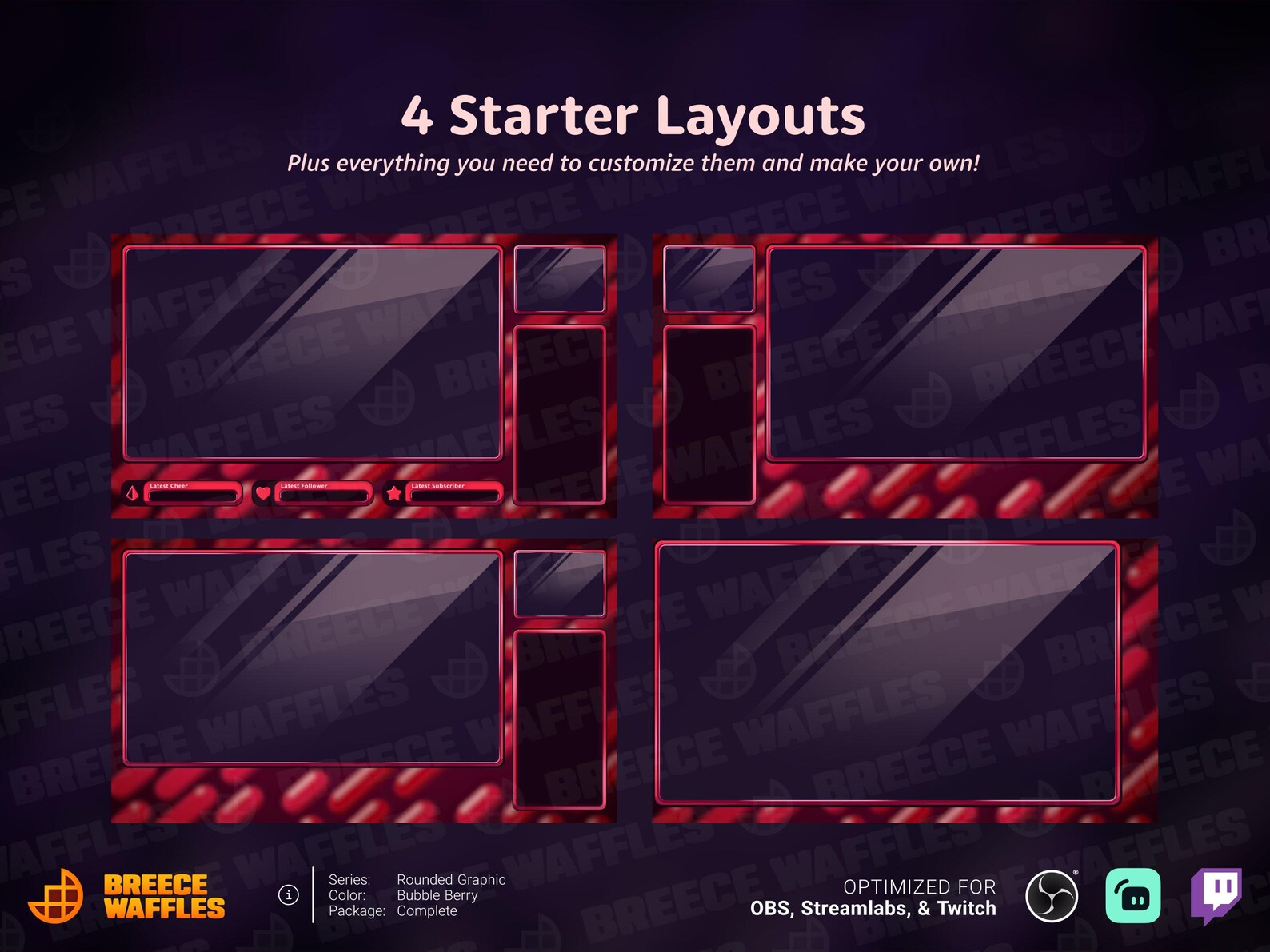 Complete Pack - Stream Package for TWITCH - Rounded Graphic - Screens ...