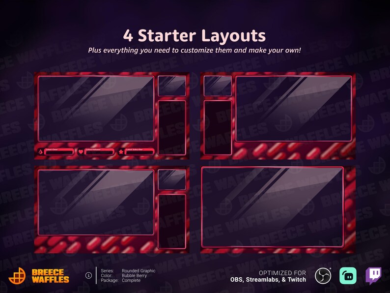 Complete Pack - Stream Package for TWITCH - Rounded Graphic - Screens ...