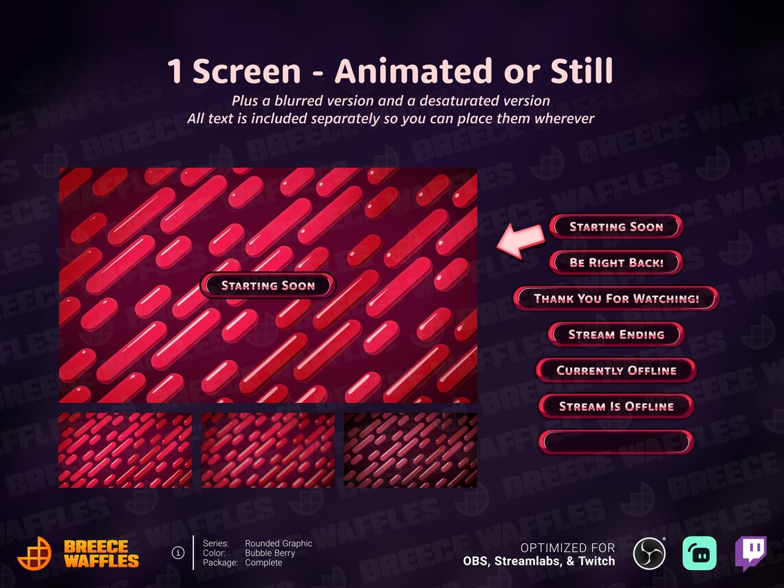 Complete Pack - Stream Package for TWITCH - Rounded Graphic - Screens ...