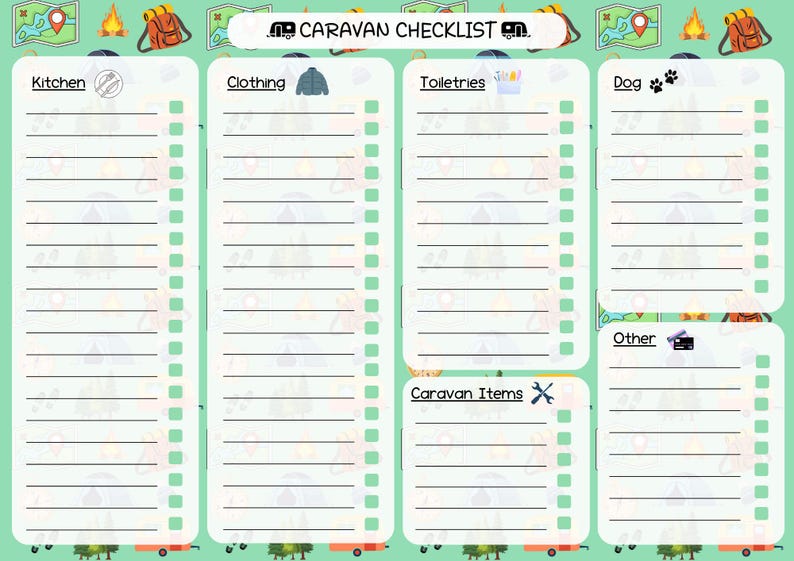 Printable Caravan Checklist - PDF Download - Etsy Australia