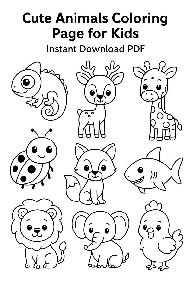 Best-selling Cute Animals Coloring Page | Animal Designs | Printable A4 ...