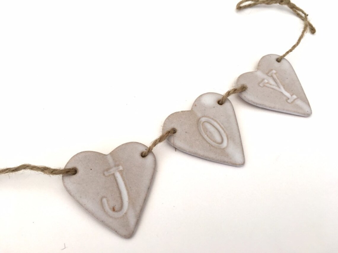 Bunting, Christmas Bunting, Decoration, Ceramic Heart Hanger, Home ...