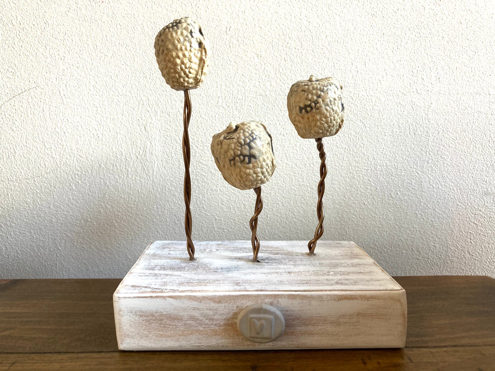 Ceramic Sculpture on Wire and Wood Clay Sculpture - Etsy