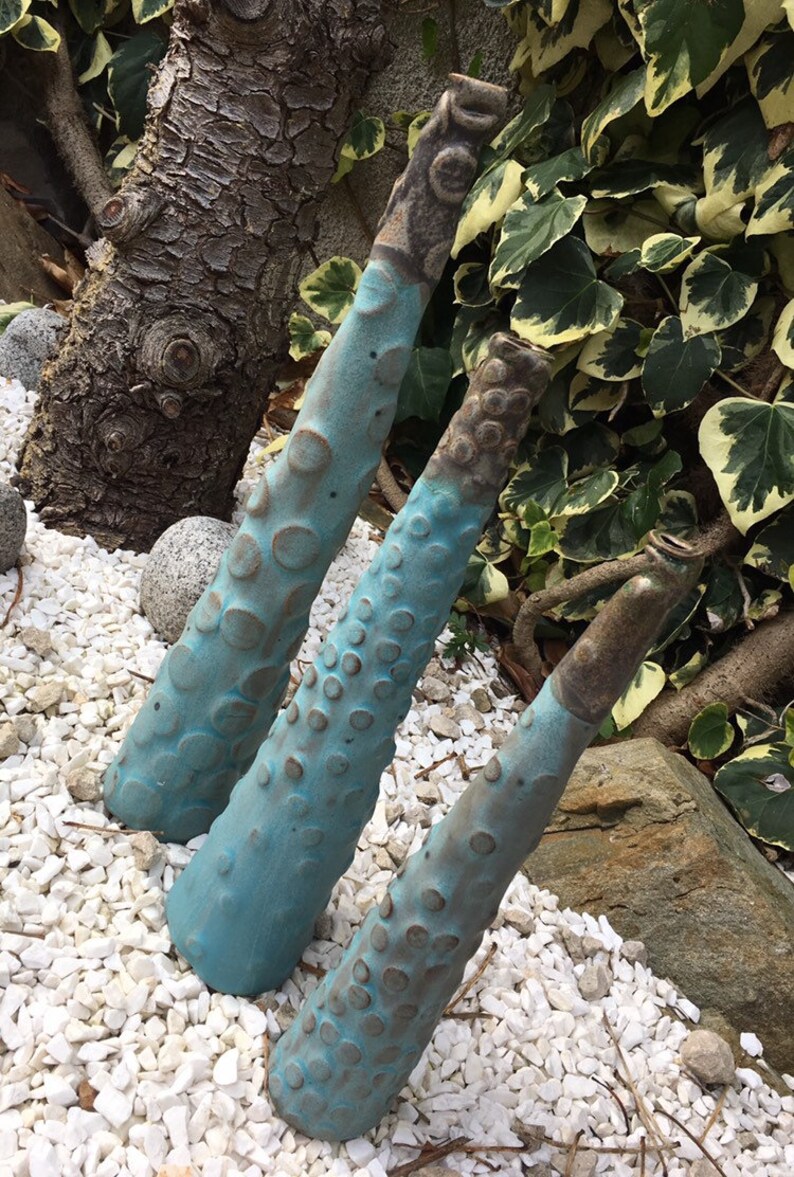 Garden Sculptures Ceramic Sculpture Organic Vessels Set of 3 - Etsy