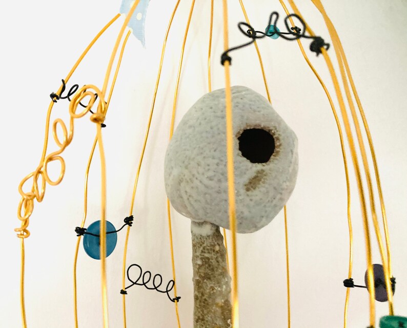 Wire Bird Cage With Ceramic Creature, Clay Sculpture, Ceramic Sculpture ...