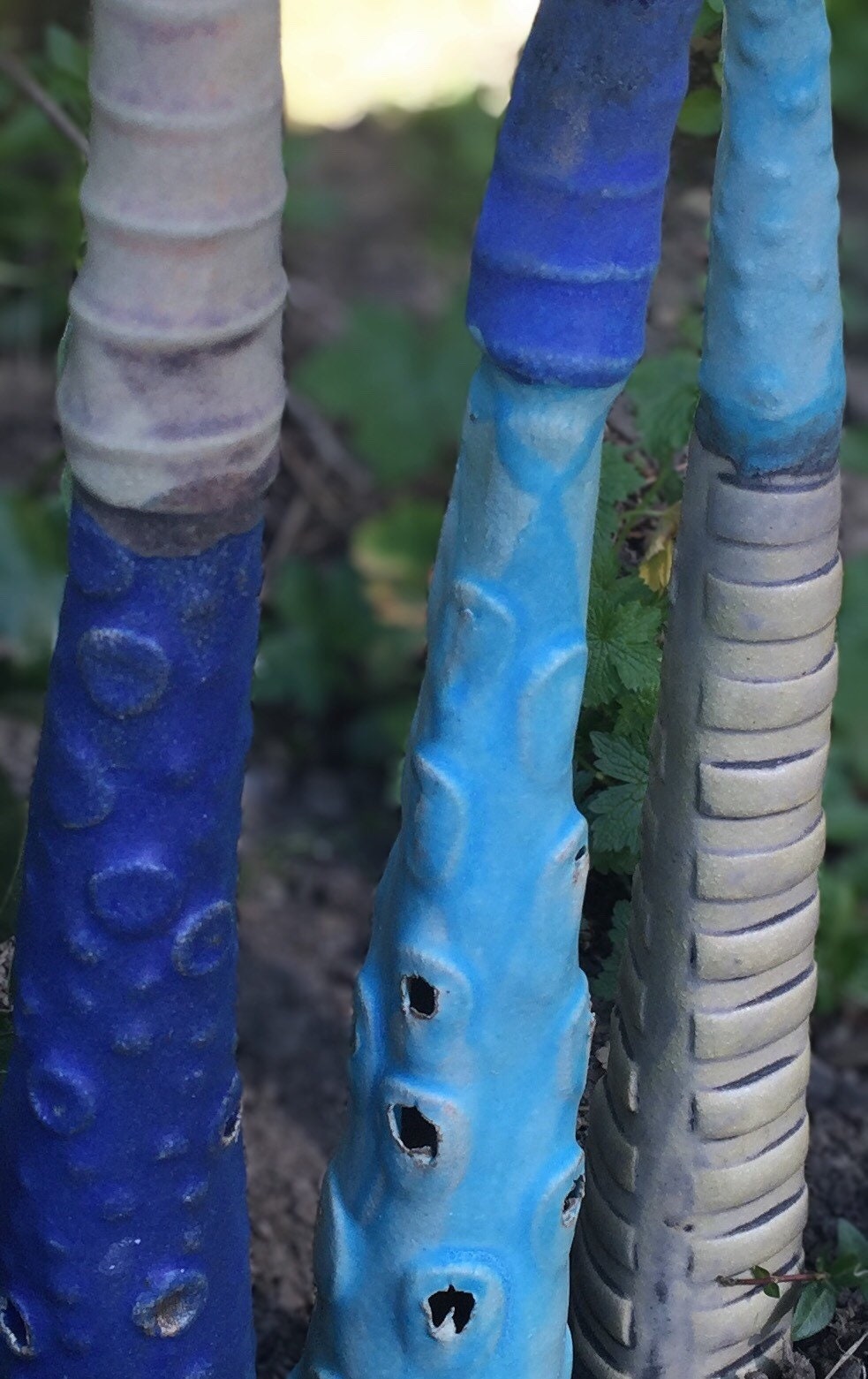 Handmade Ceramic Garden Sculpture, Navy Blue, Cream, Turquoise - Etsy