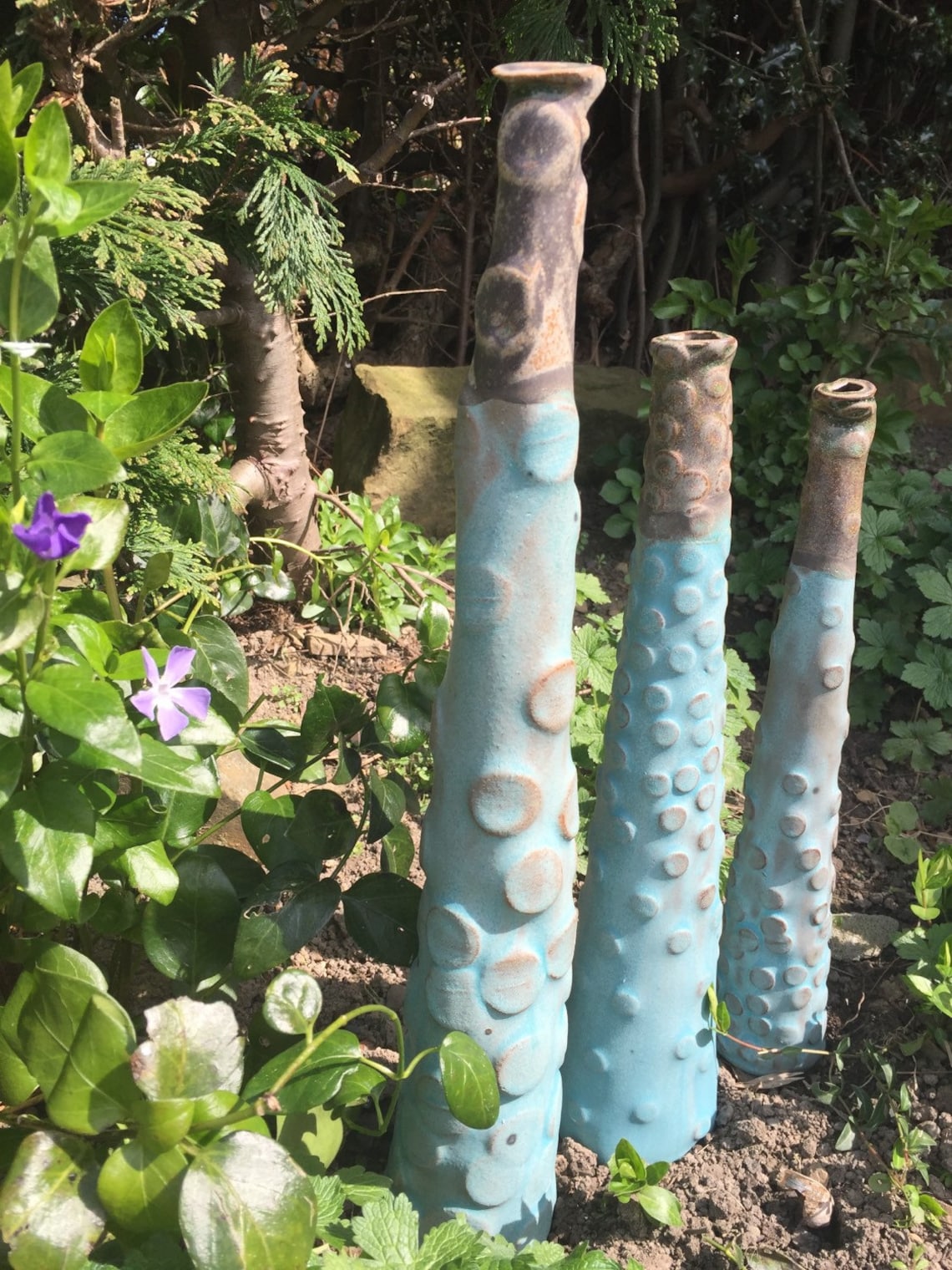 Garden Sculptures Ceramic Sculpture Organic Vessels Set of 3 - Etsy