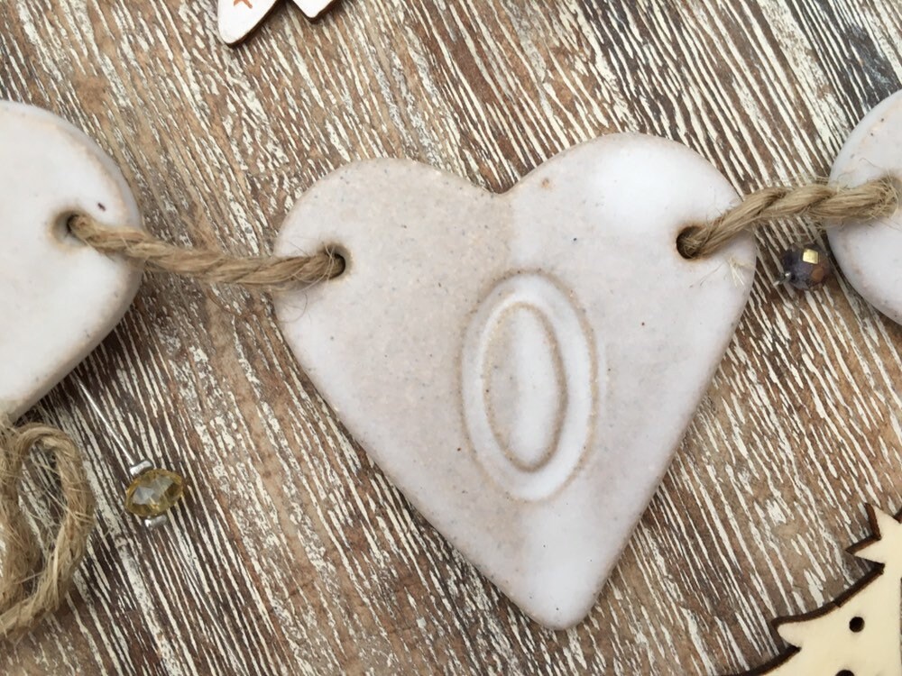 Bunting, Christmas Bunting, Decoration, Ceramic Heart Hanger, Home ...
