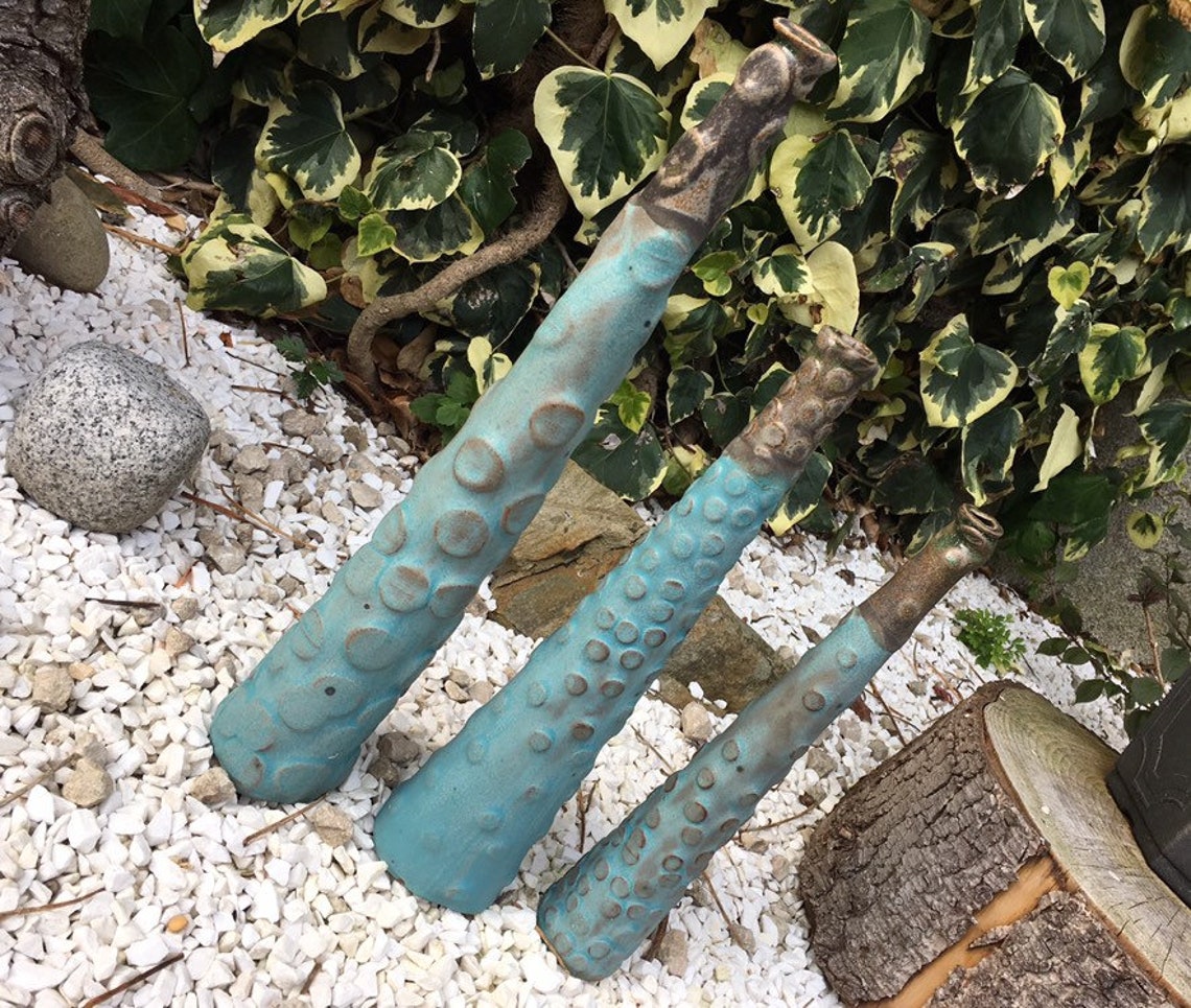 Garden Sculptures Ceramic Sculpture Organic Vessels Set of 3 - Etsy