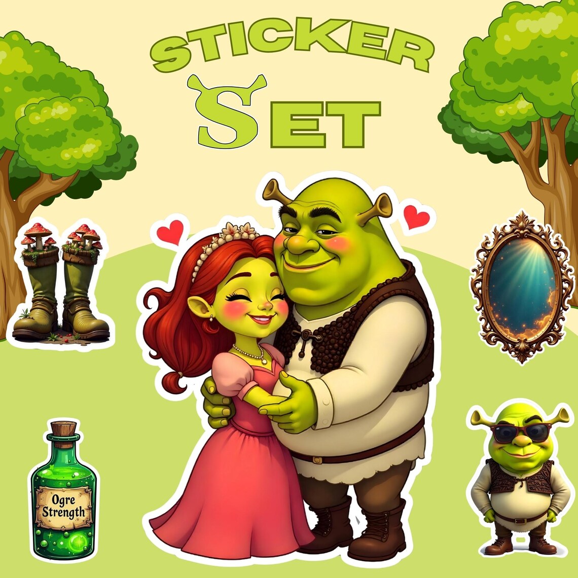 Shrek Digital Sticker – Cute Printable PNG for Laptop, Phone, Scrapbook ...