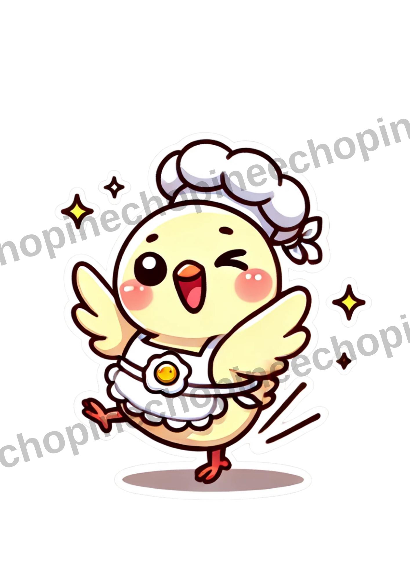 Chef Chick Sticker, Food Pun, Chicken Sticker, Kawaii Sticker, Chick ...