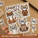 Smarty Cats Sticker, Cat Lover Sticker, Cute Digital Stickers, 50 PNG ...