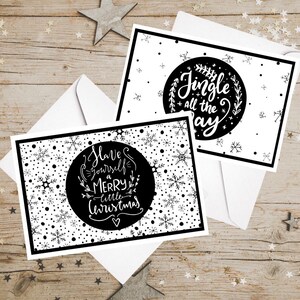 Monochrome Christmas Card Set 4 Black and White Modern Christmas Cards ...