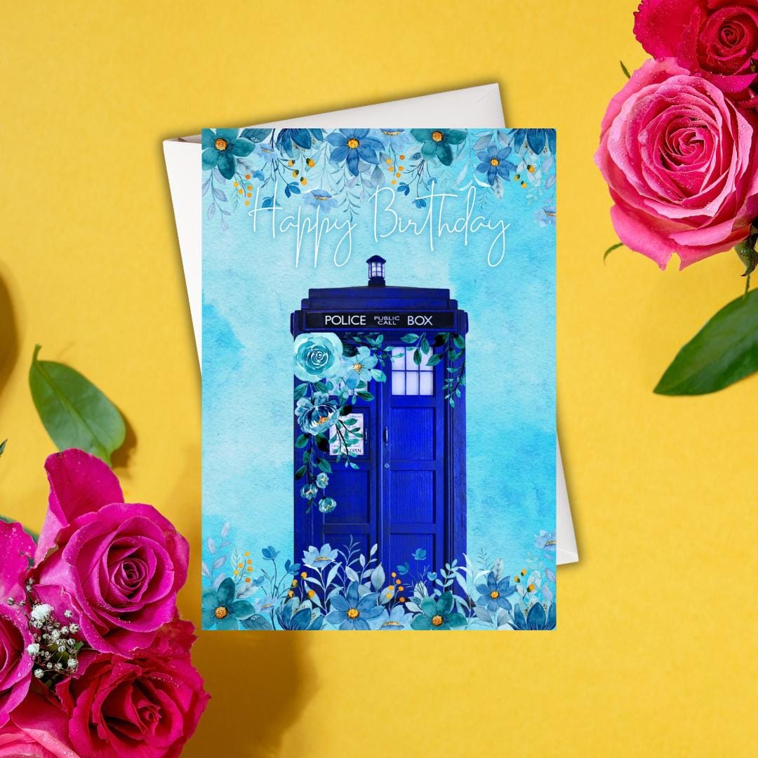 Blue TARDIS Birthday Greeting Doctor Who Themed Card, Ideal for Sci-fi ...