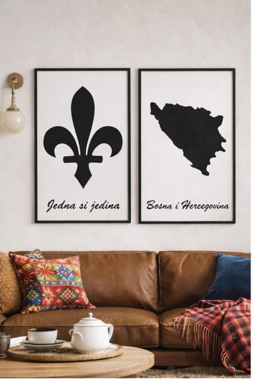 Bosnian Kilim Poster Set | Map of Bosnia & Bosnian Lily (ljiljan ...