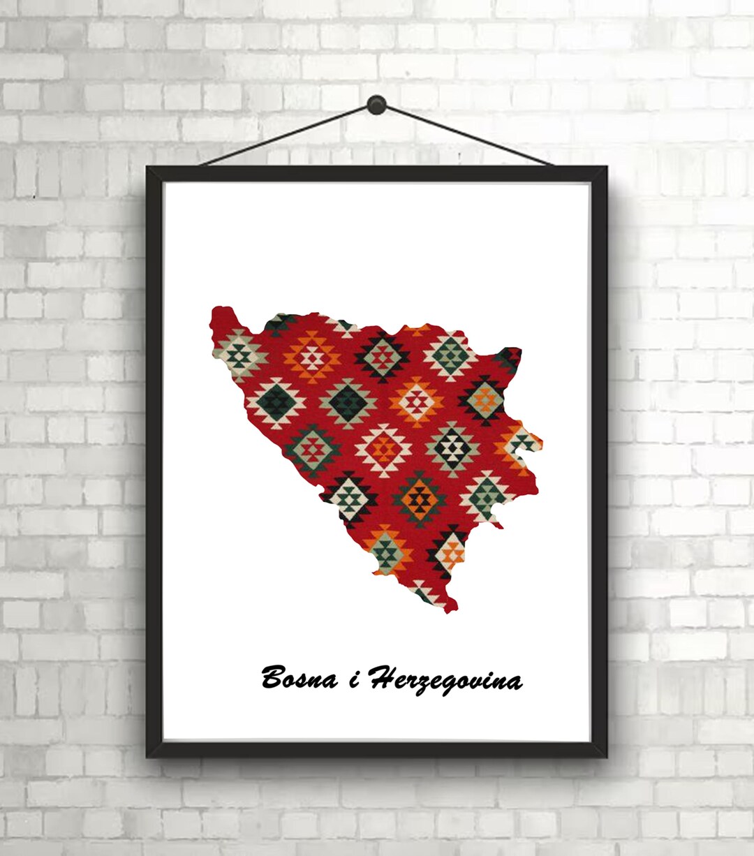 Bosnian Kilim Map Poster Bosnia and Herzegovina Digital Wall Art Cultural Heritage Decor Digital ...