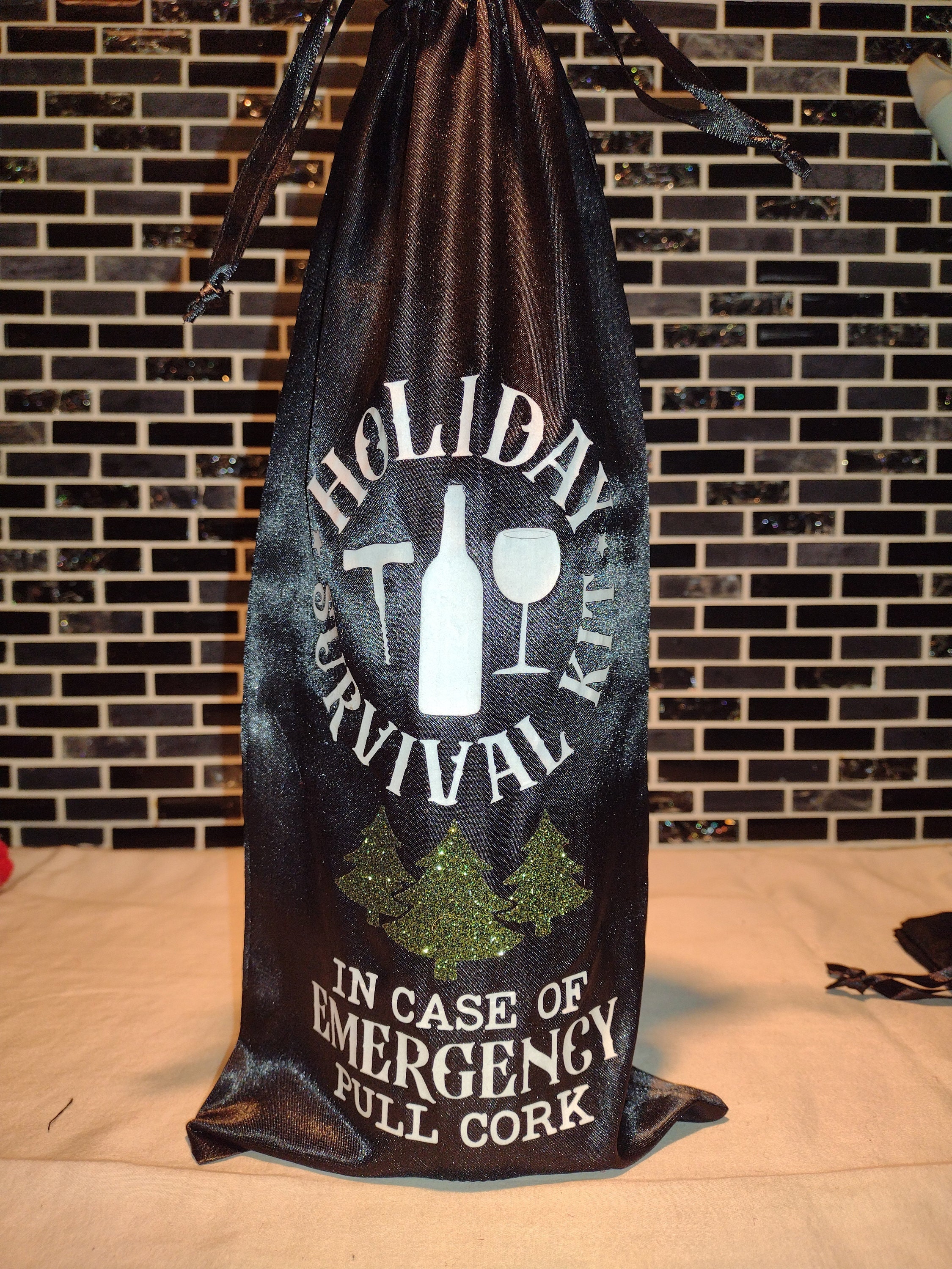 Holiday Survival Kit Black Satin Bag Funny Gift Bag Funny - Etsy