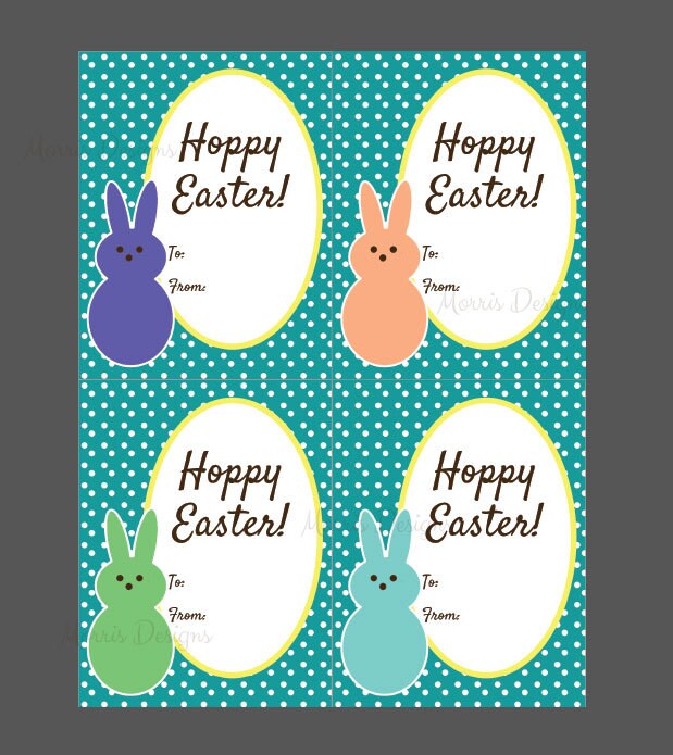 Printable Hoppy Easter Happy Easter Peeps Cards, Tags Labels Easter ...