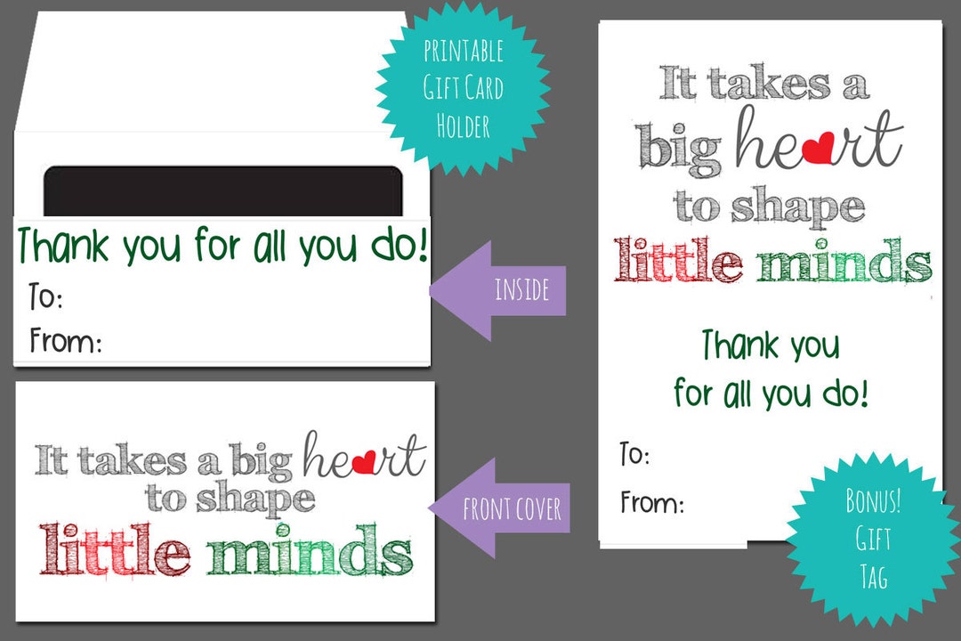 Teacher End of Year Gift Card Holder & Gift Tag Set It Takes a Big ...