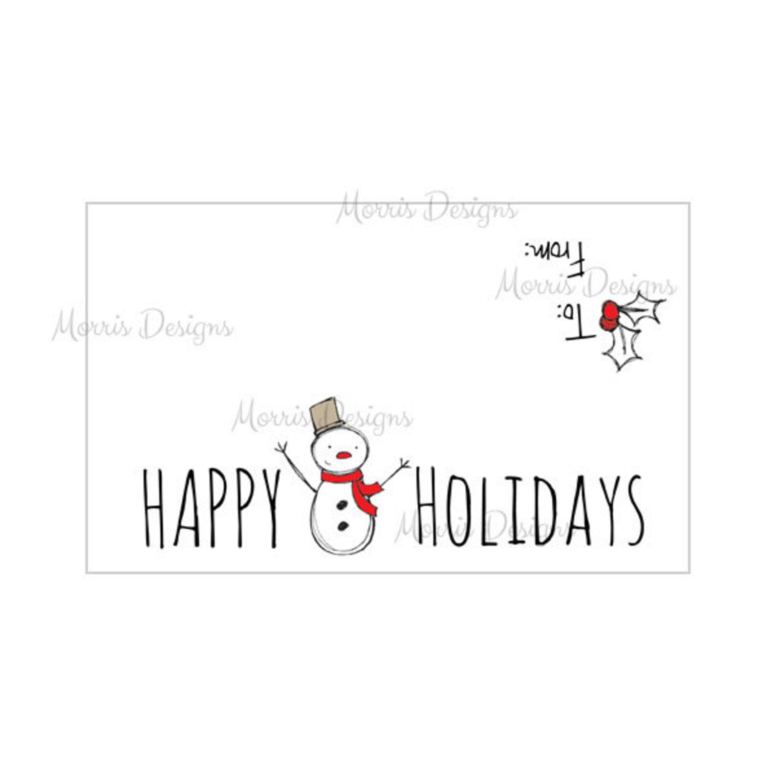 Printable Happy Holidays Food Bag Treat Topper With Snowman, Children's ...