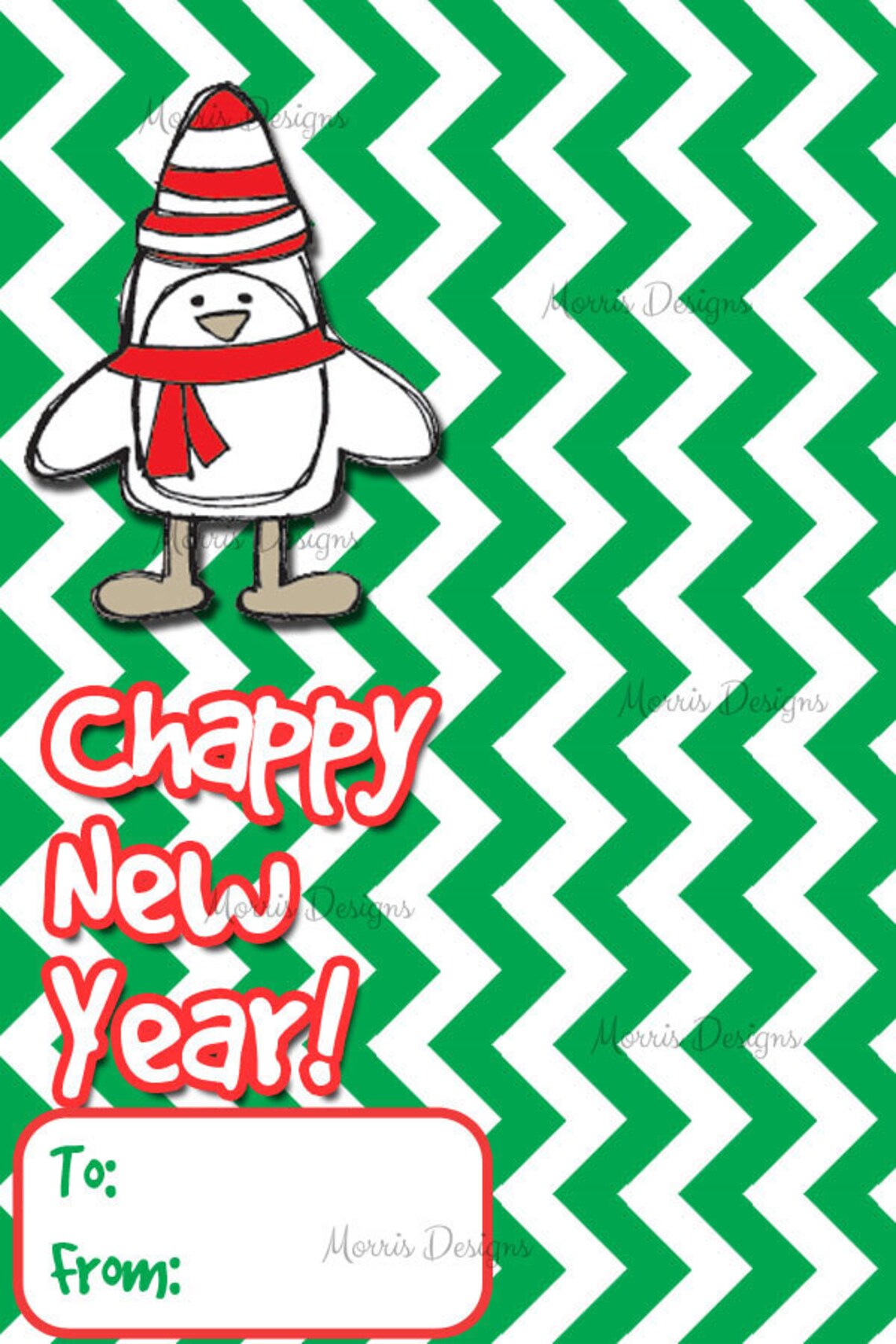 Printable Chappy New Year Digital Chapstick Tag Label With Penguin ...