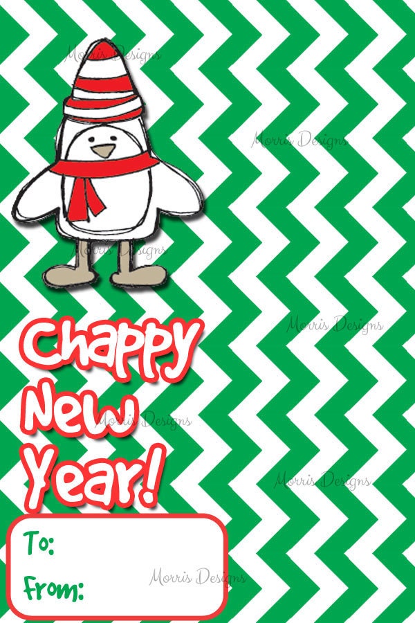 Printable Chappy New Year Digital Chapstick Tag Label With Penguin ...