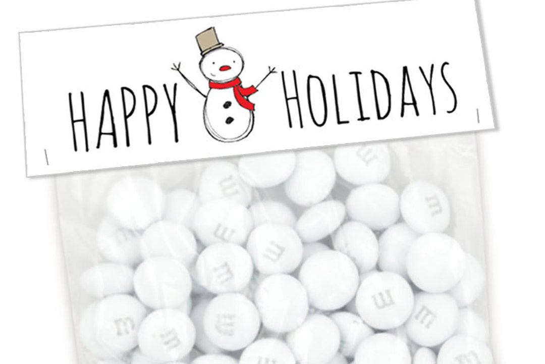 Printable Happy Holidays Food Bag Treat Topper With Snowman, Children's ...