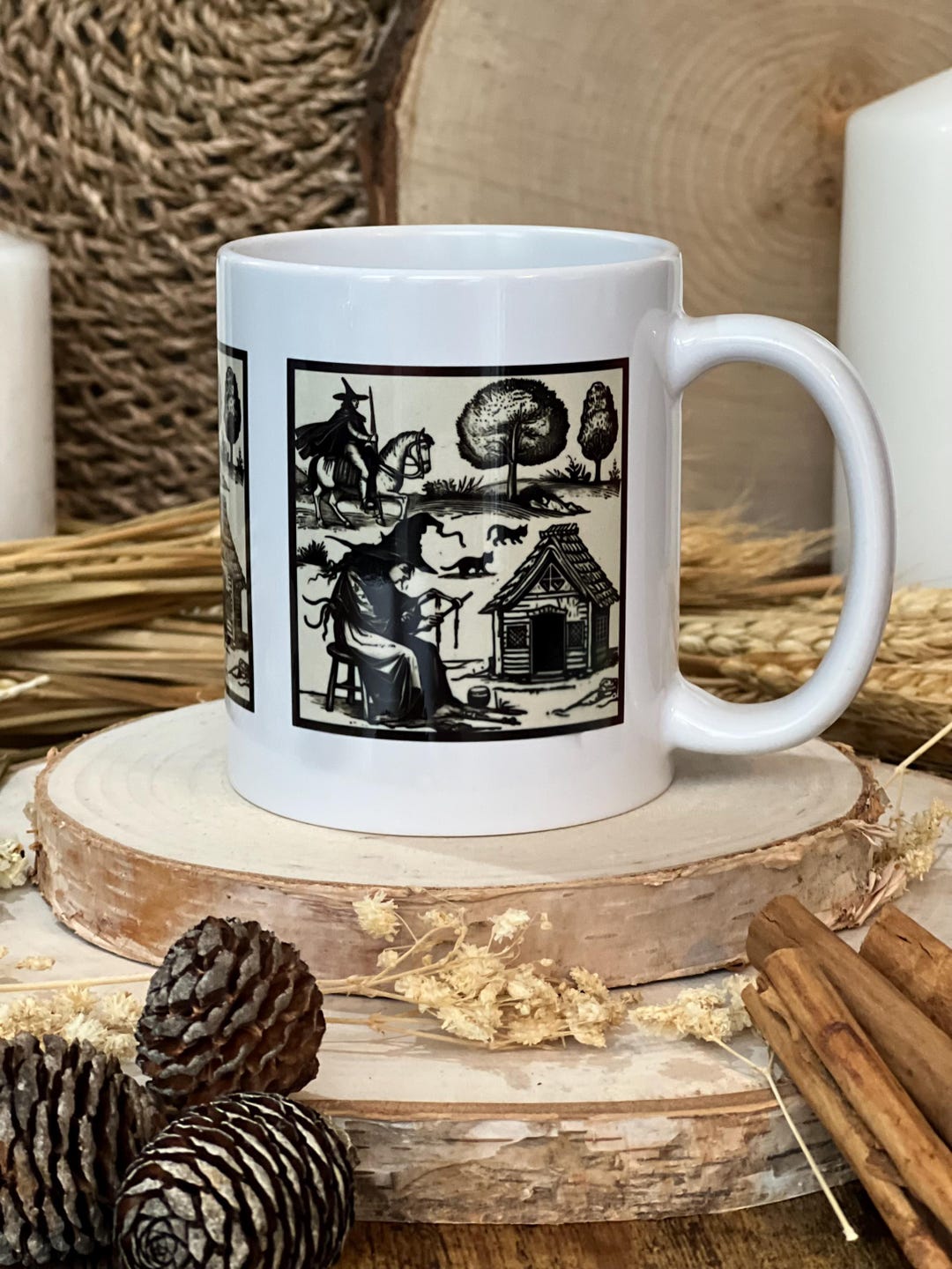 Witch at Her Cottage Mug • Folklore Mug • Wicca • Cat Mug • Wicca ...