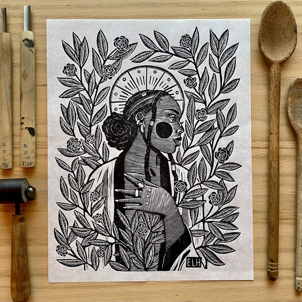 Linocut Portrait - Etsy