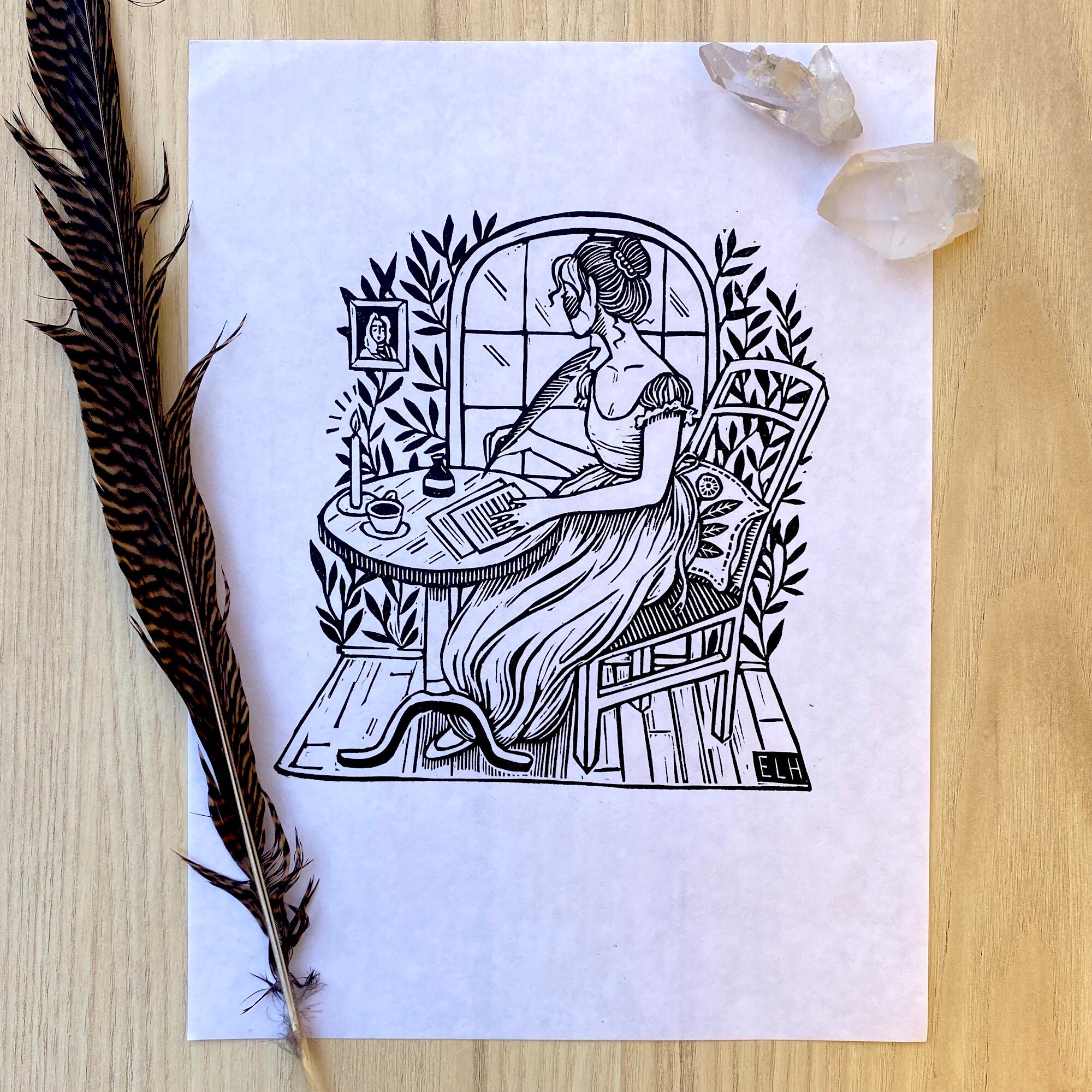 Jane at Work Relief Print Portrait of Jane Austen Working at | Etsy