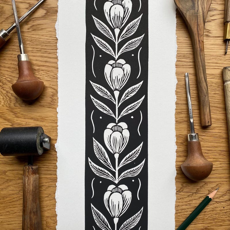 Linocut Folk Art - Etsy
