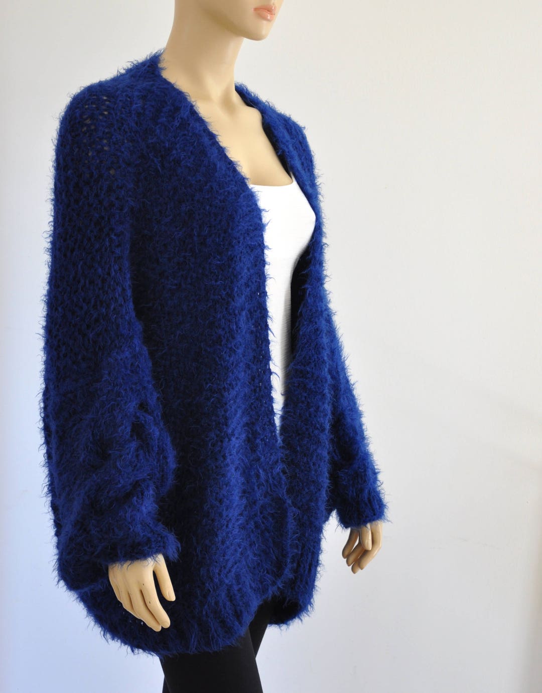 Blue Oversized Knit Cardigan, Oversized Knitted Coat, Chunky Cable Knit ...