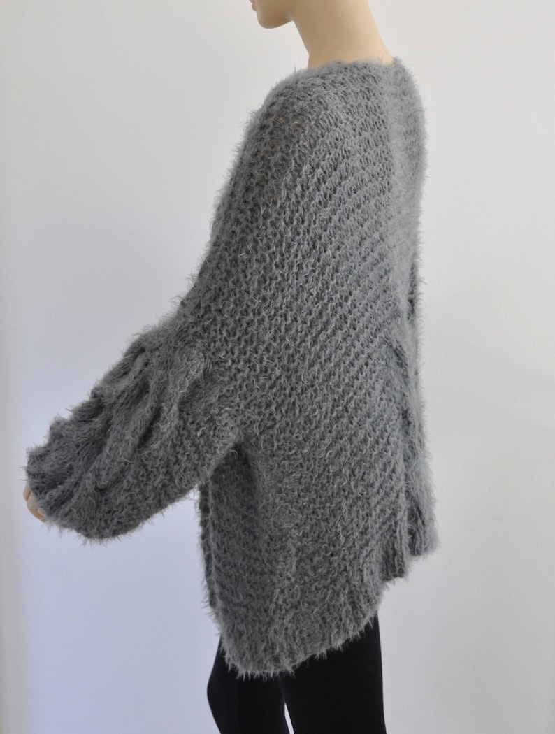 Gray Oversized Knit Cardigan Chunky Cable Knit Jacket Sweater Cardigan ...