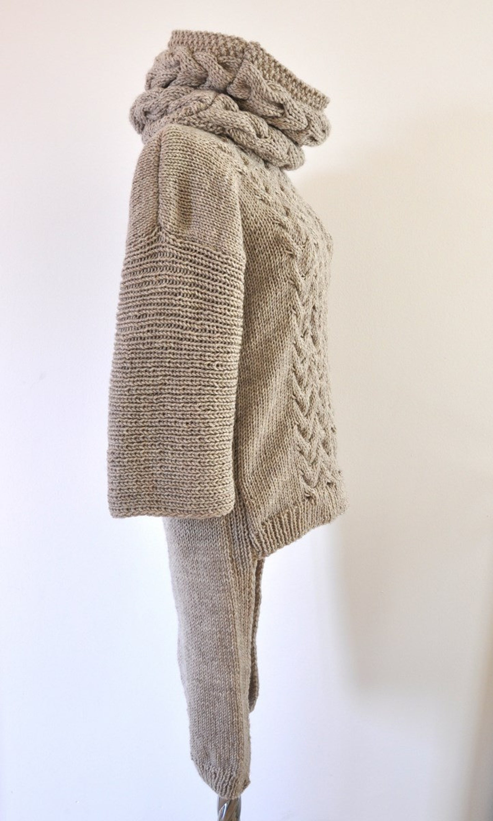 Sweater Cardigan Cowl Sweater Jacket Coat Tunic Sweater Set Chunky Hand ...