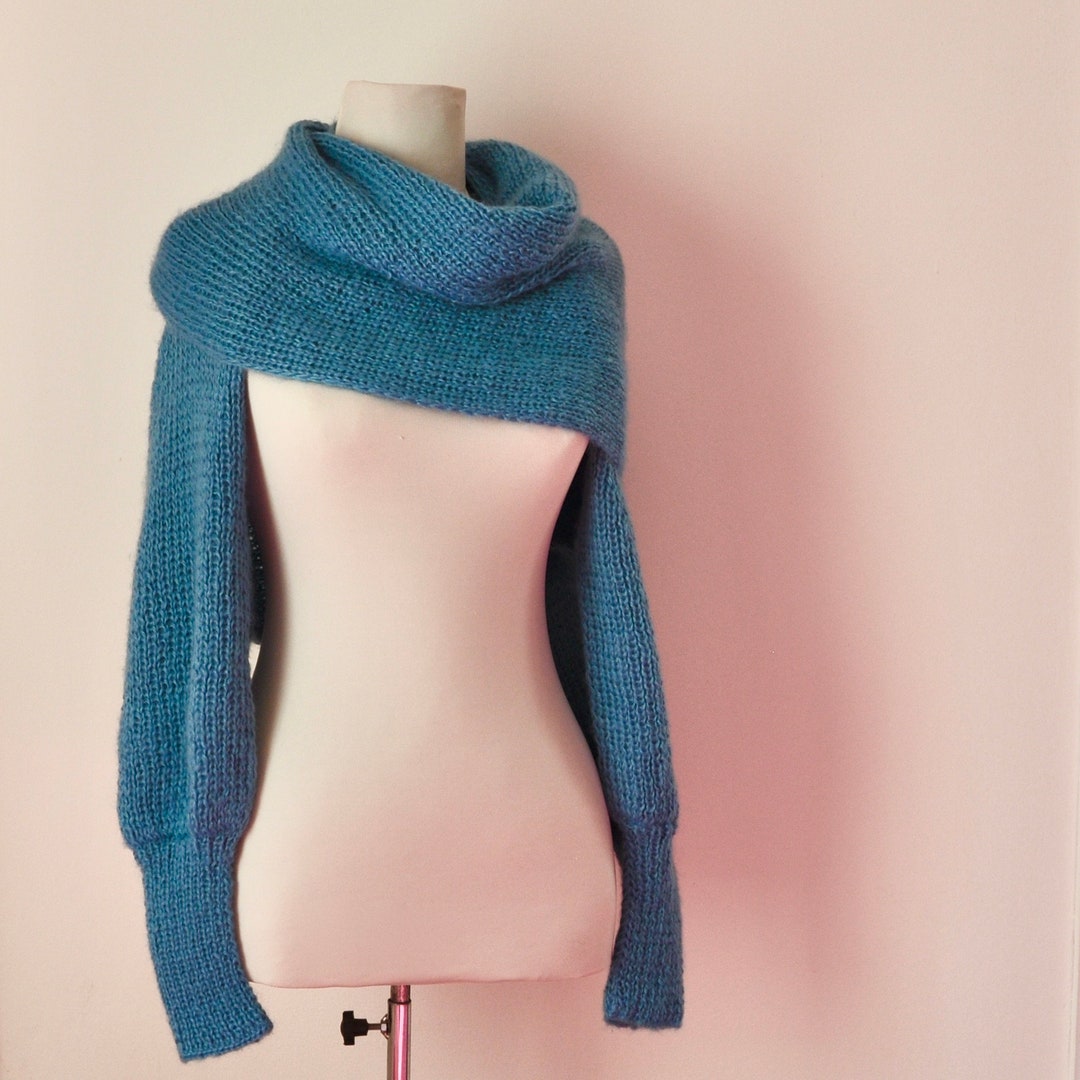 Blue Wrap Sweater Chunky Knit Womens Sweater Cardigan Bridal Shrug ...
